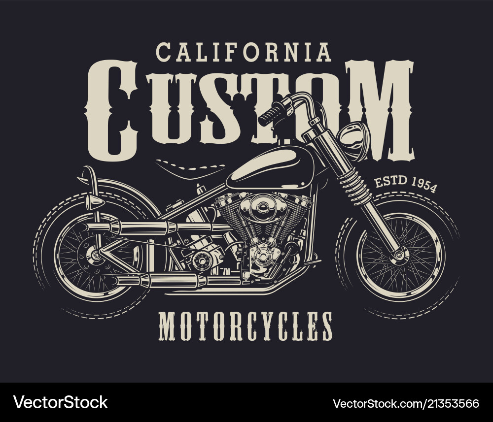 Vintage custom motorbike emblem Royalty Free Vector Image