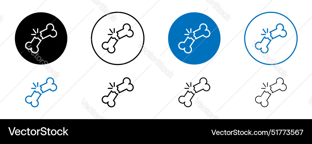 Bone break line icon set Royalty Free Vector Image