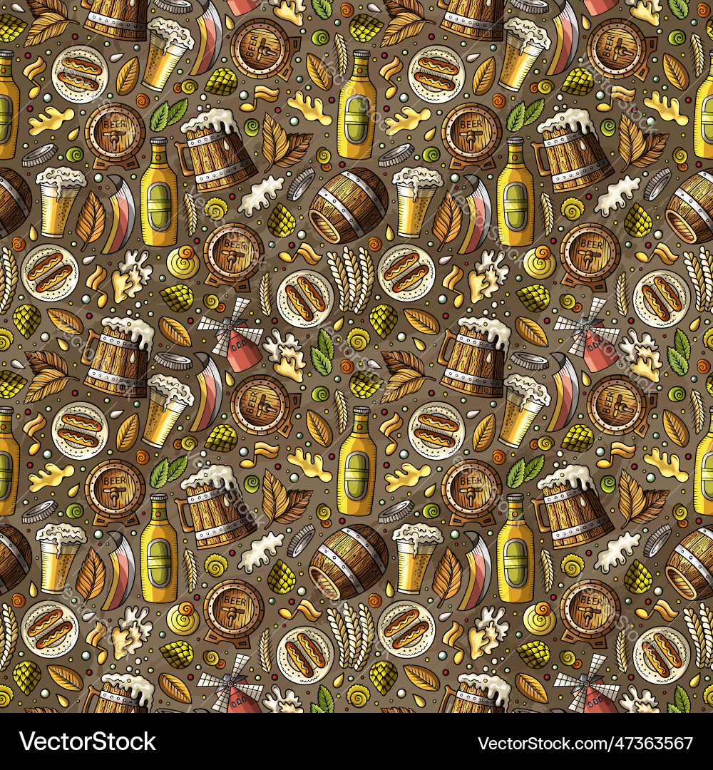 Cartoon cute doodles beer seamless pattern Vector Image