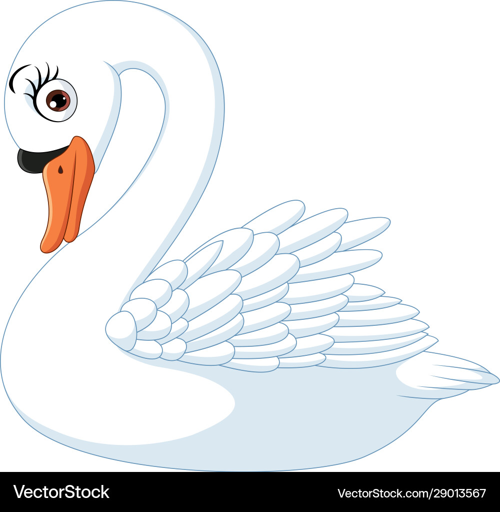 Cartoon cute swan isolated on white background Vector Image