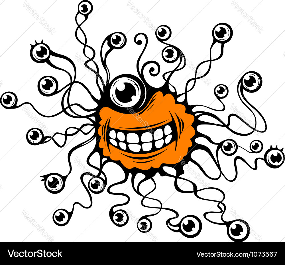 Cartoon monster with many eyes Royalty Free Vector Image