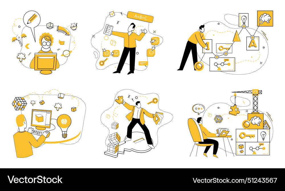 Creative solutions thinking outside box Royalty Free Vector