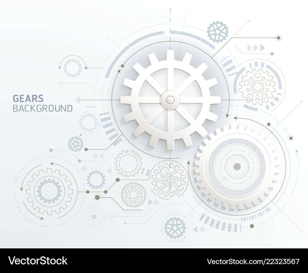 Gear Mechanism White Background Royalty Free Vector Image