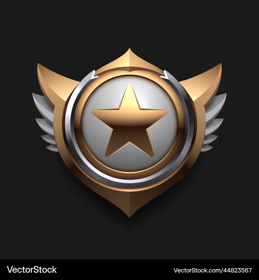 Gold and silver badge with star shape Royalty Free Vector