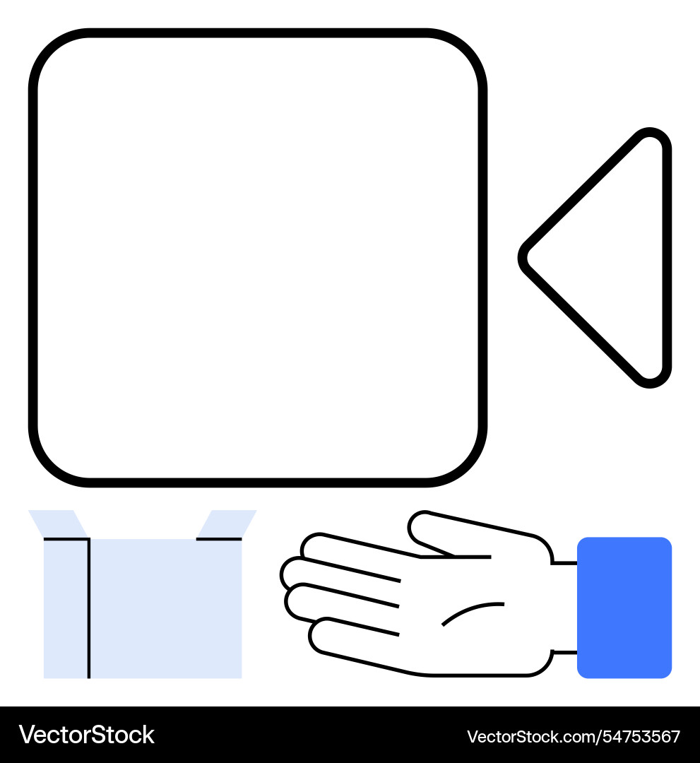 Hand offering video box with open lid Royalty Free Vector