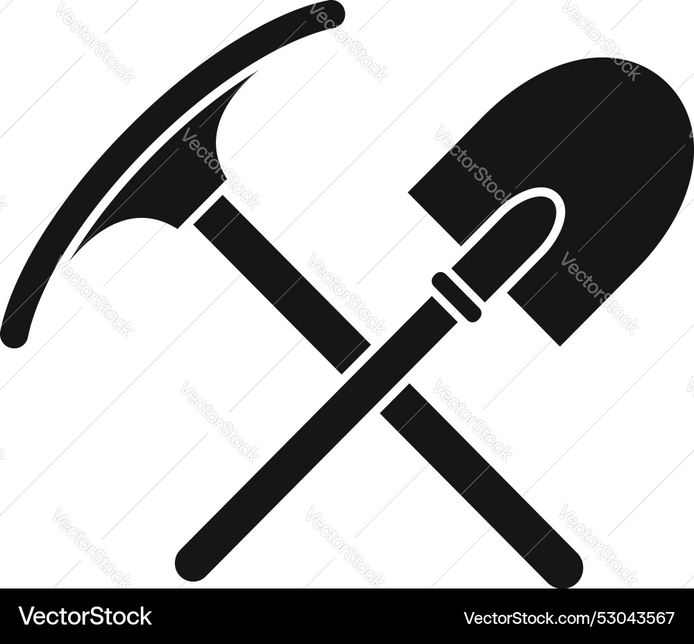 Shovel and pickaxe crossed forming an x shape Vector Image