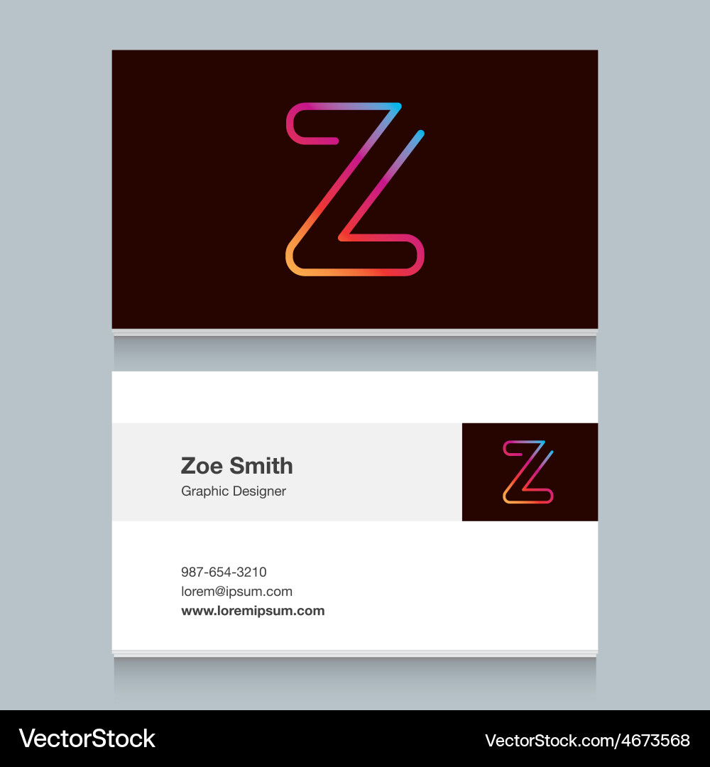 Business card letter z Royalty Free Vector Image
