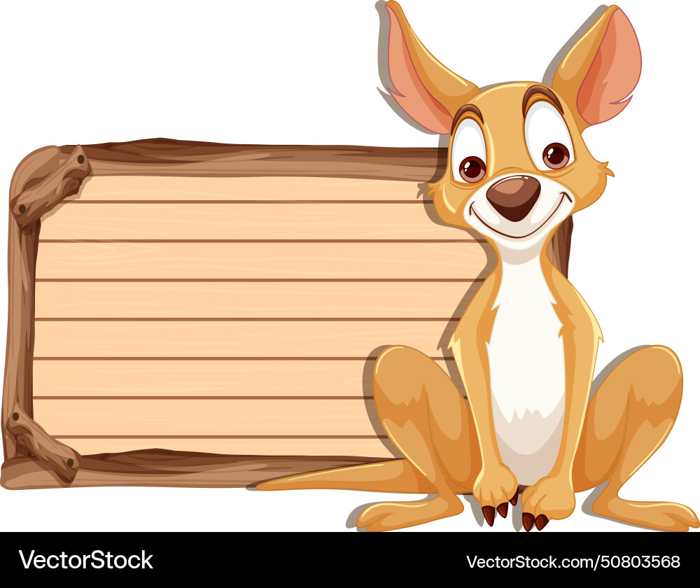 Cartoon dog sitting beside an empty signboard Vector Image