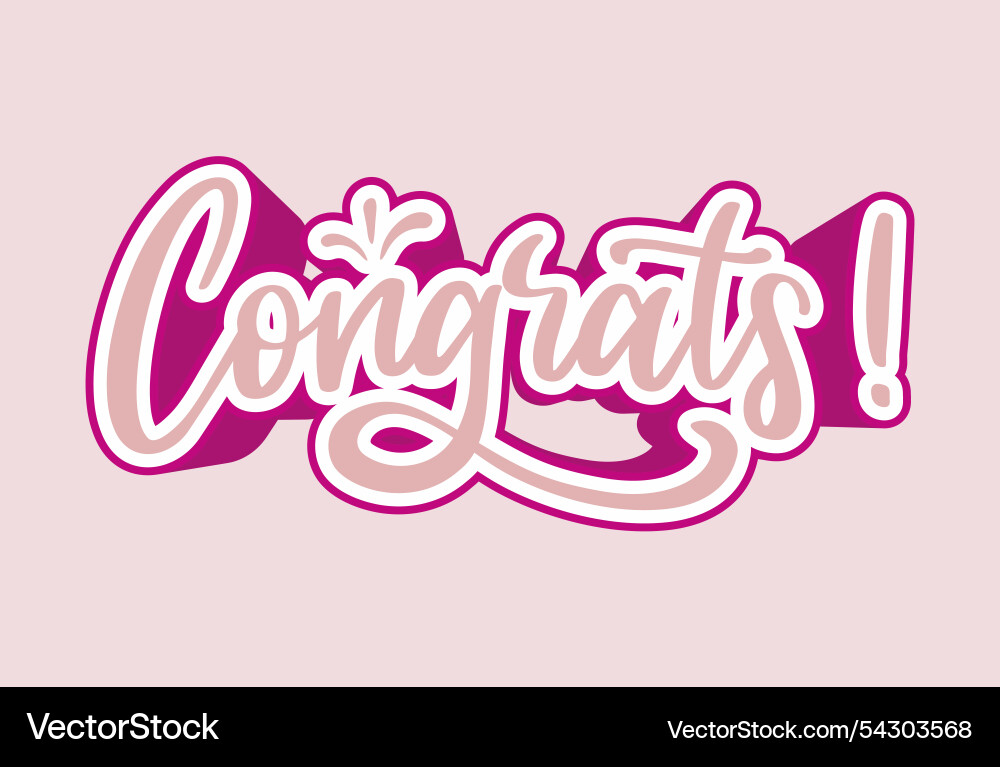 Congrats hand lettering design modern calligraphy Vector Image
