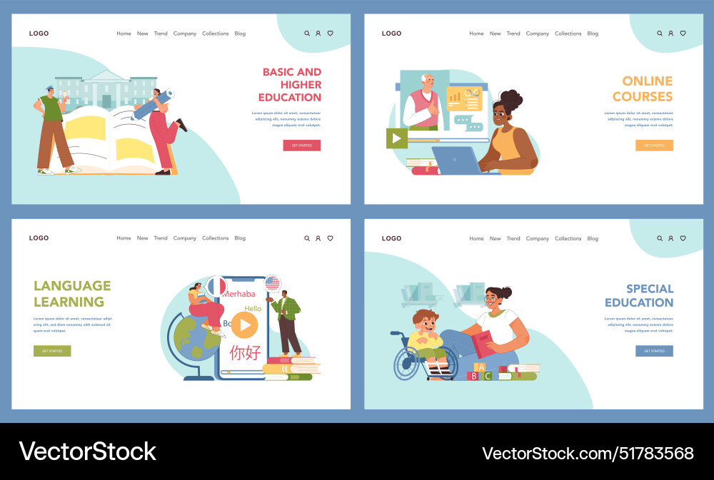 Education spectrum set flat Royalty Free Vector Image