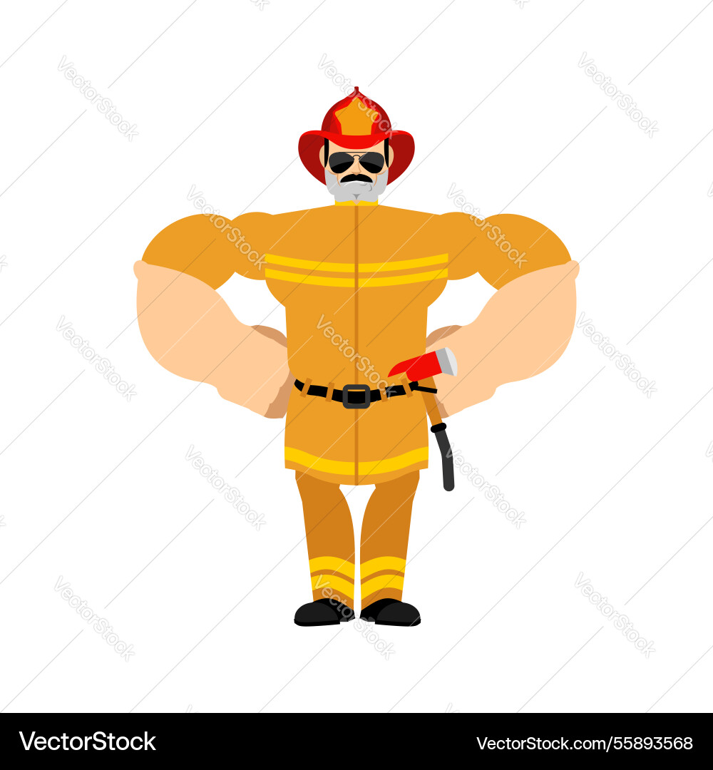 Firefighter strong fireman powerful isolated Vector Image