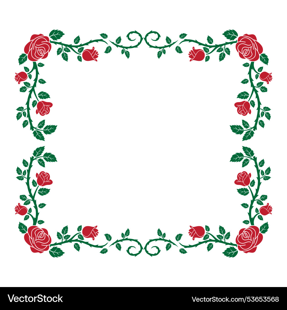 Full ornate rectangle rose frame Royalty Free Vector Image