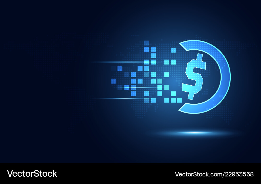 Futuristic blue us dollar currency transformation Vector Image