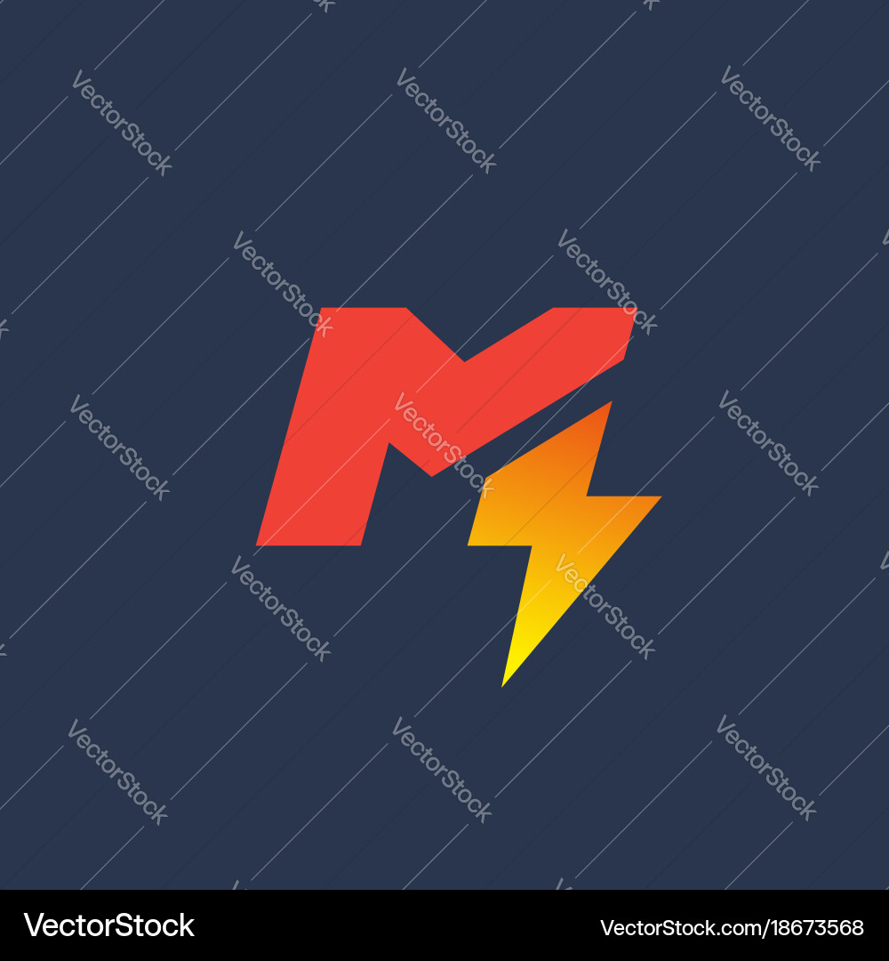 Letter m lightning logo icon design template Vector Image