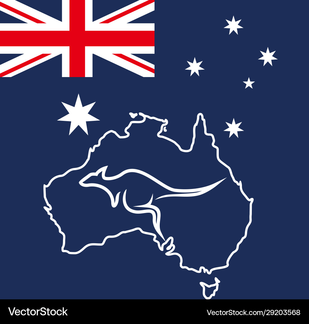 Map australia flag country Royalty Free Vector Image