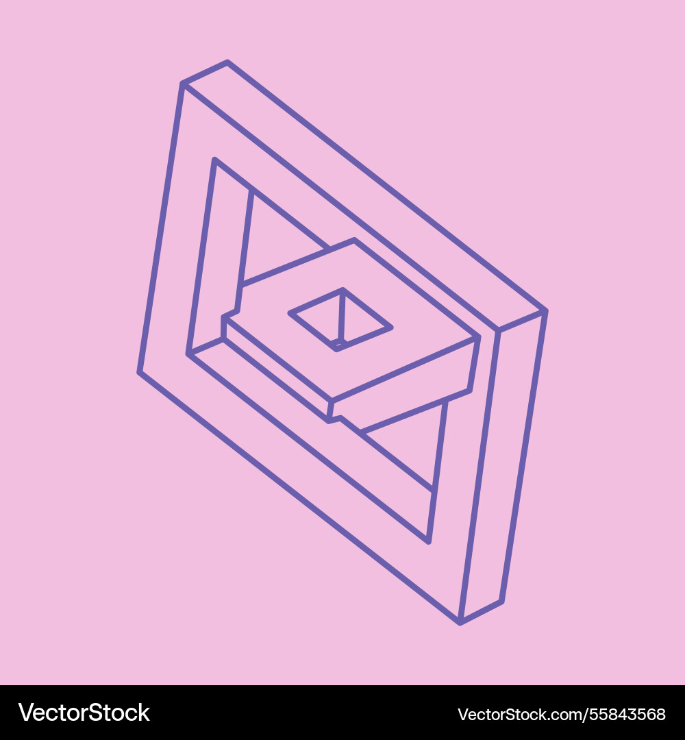 Optical illusion logo impossible shape Royalty Free Vector