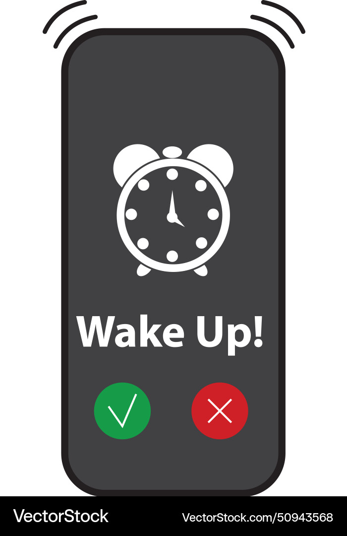 Phone with app alarm clock on the screen Vector Image