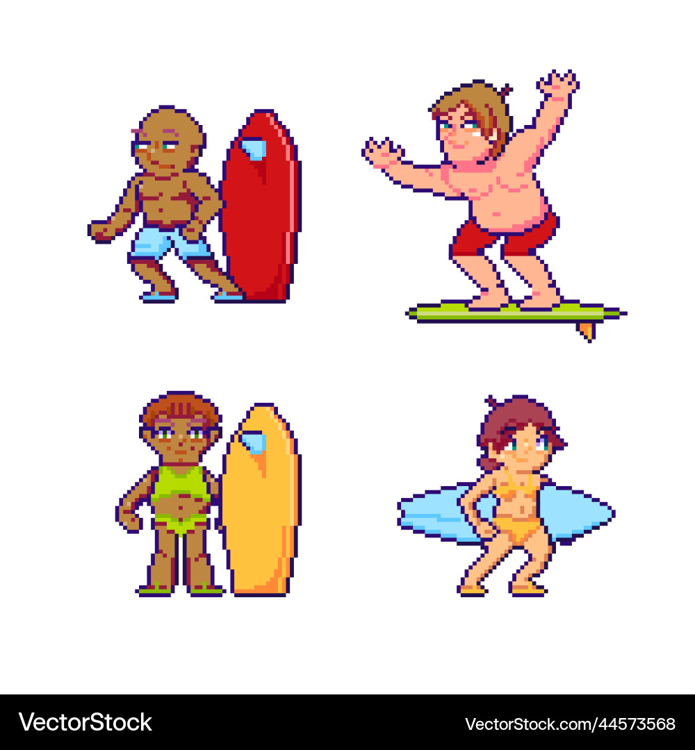Pixel Surfers Collection Royalty Free Vector Image