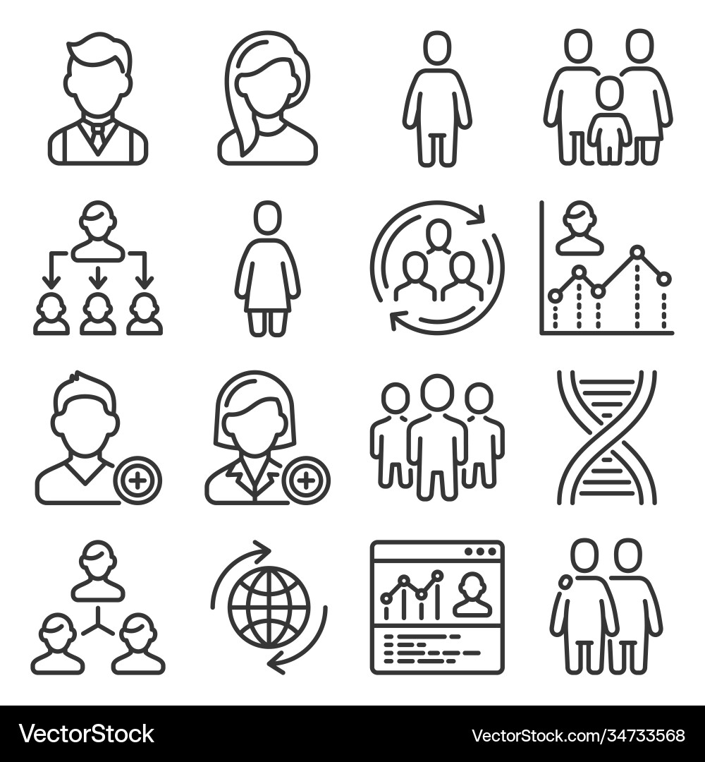 Population people icons set on white background Vector Image