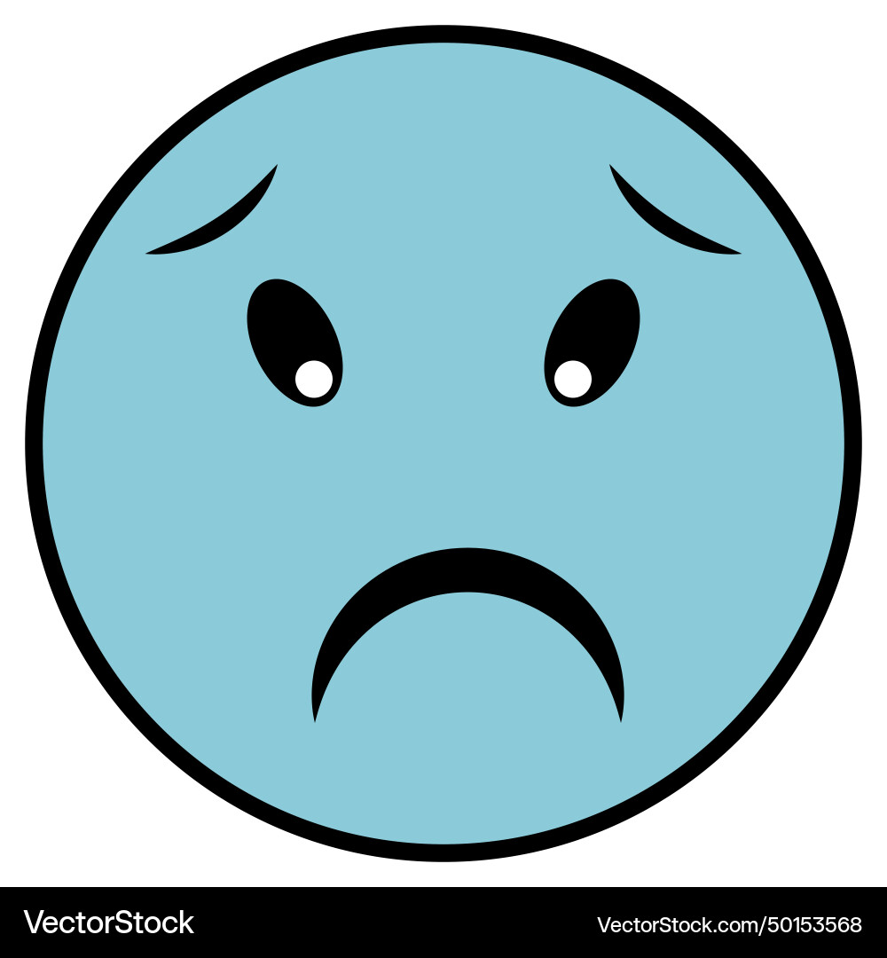 Smiley emoji sad face blue melancholy Royalty Free Vector