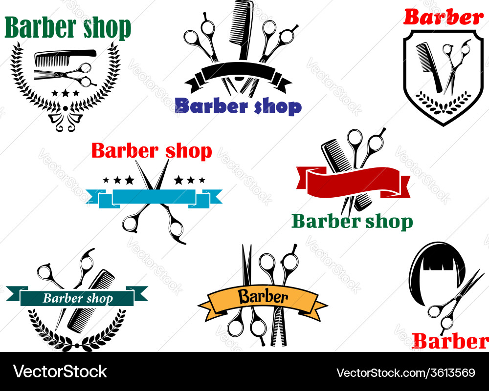 Barber shop signboard designs Royalty Free Vector Image