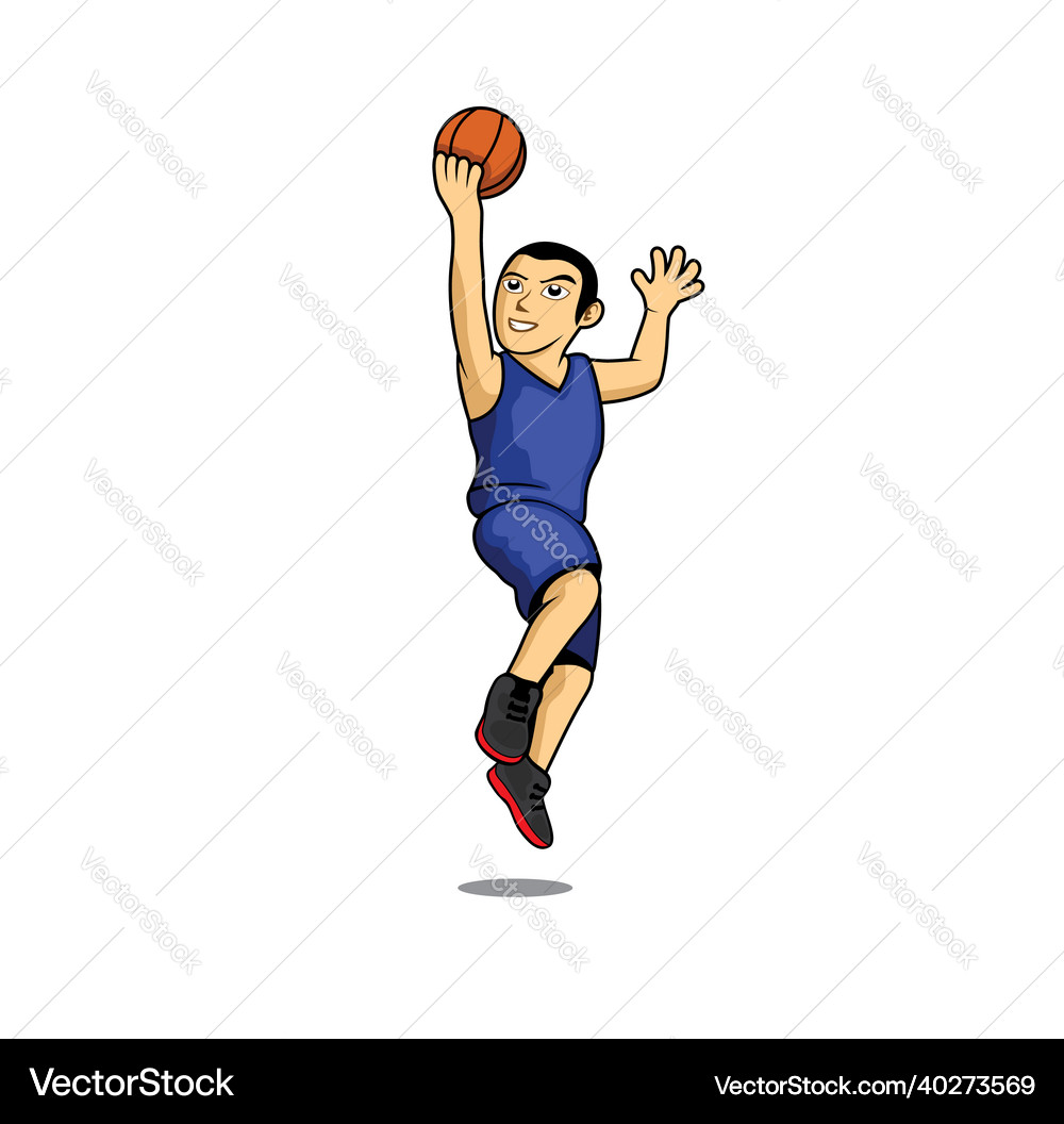 Basketball player cartoon character jumping design