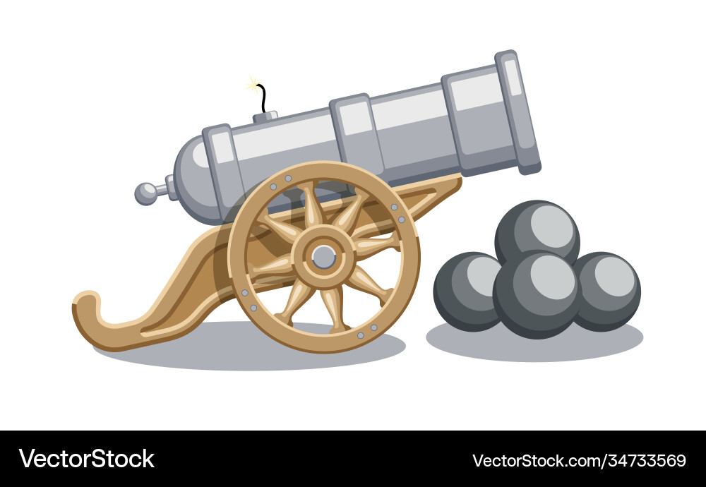 Cartoon abstract cannon with cannonballs Vector Image