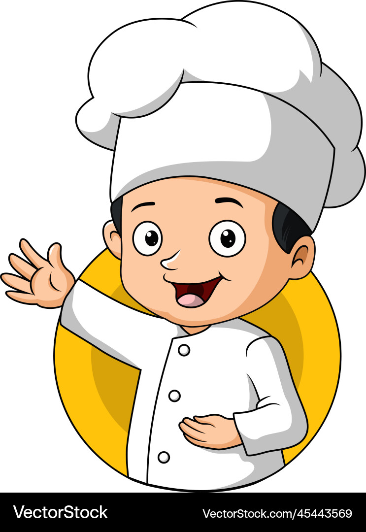 Cute chef kid boy cartoon character Royalty Free Vector