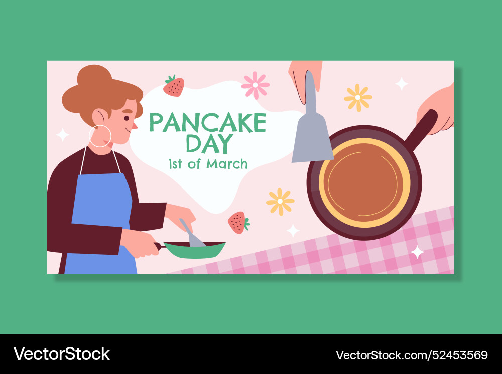 Flat pancake day social media post template Vector Image