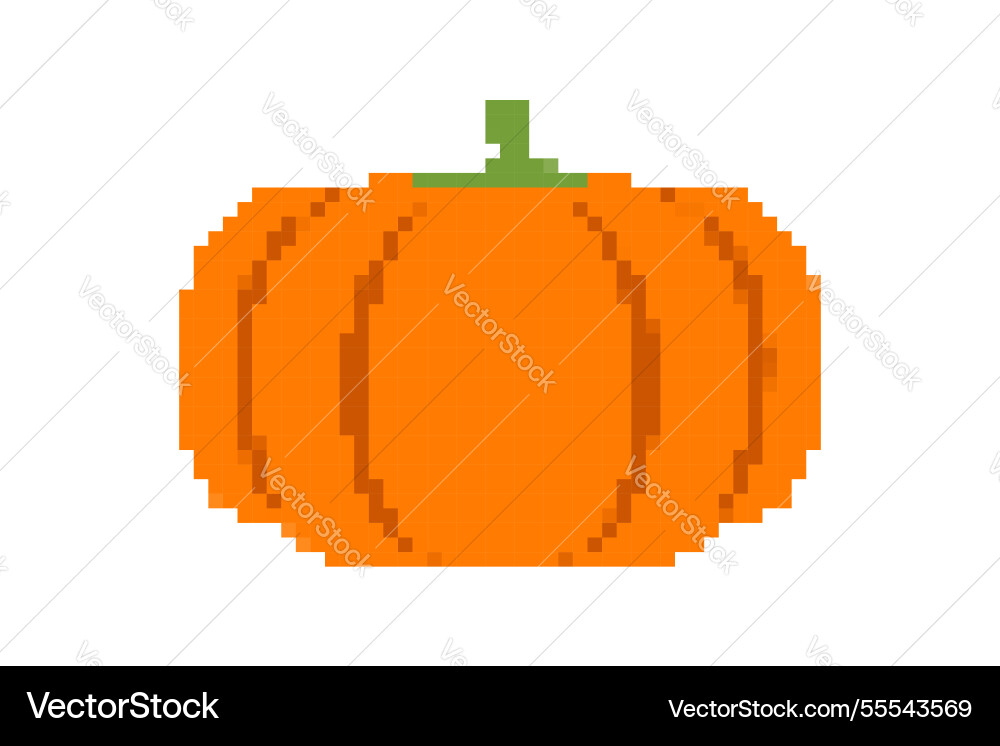 Pixel pumpkin pixilated for icon Royalty Free Vector Image