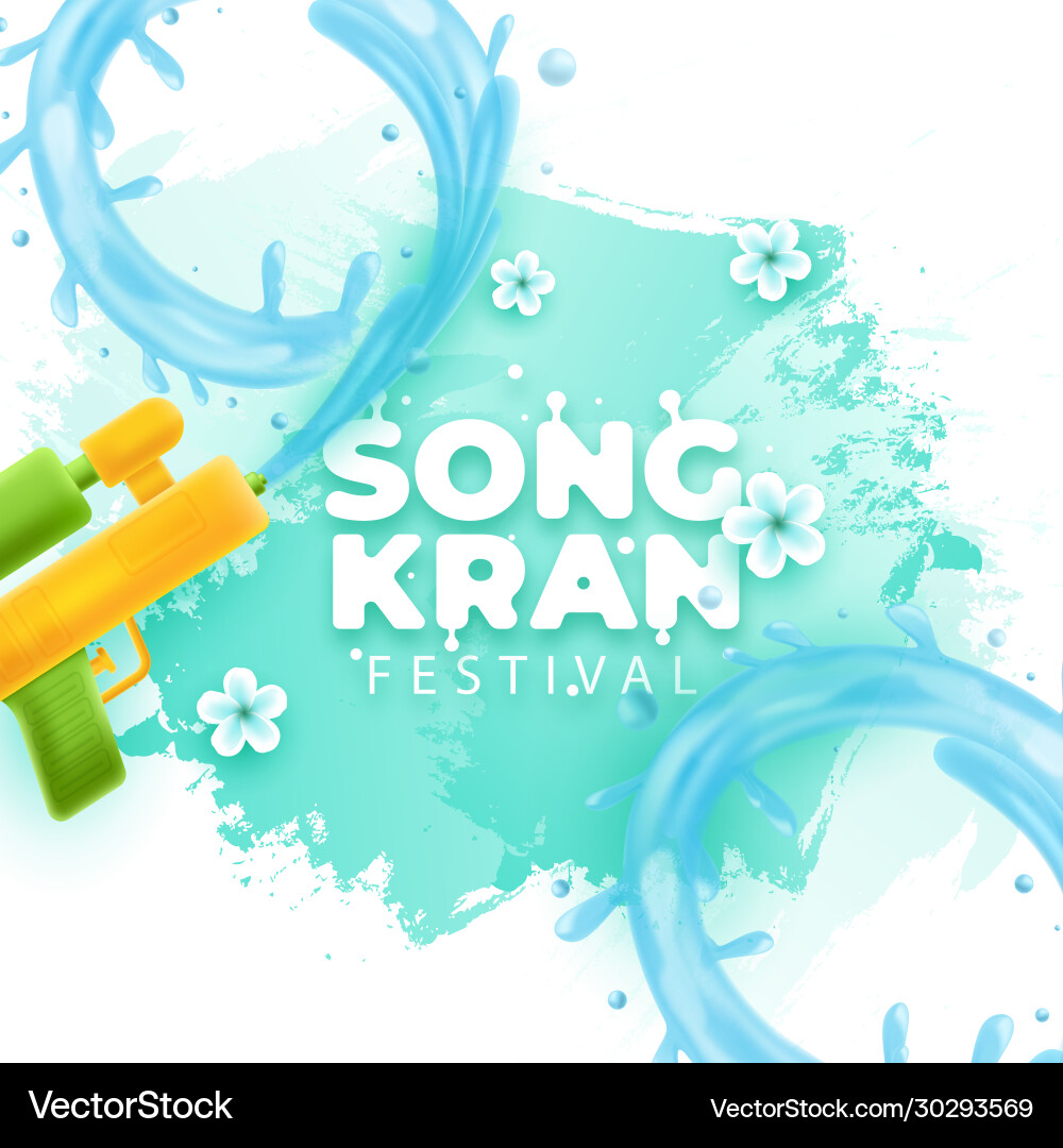 Realistic songkran concept design Royalty Free Vector Image