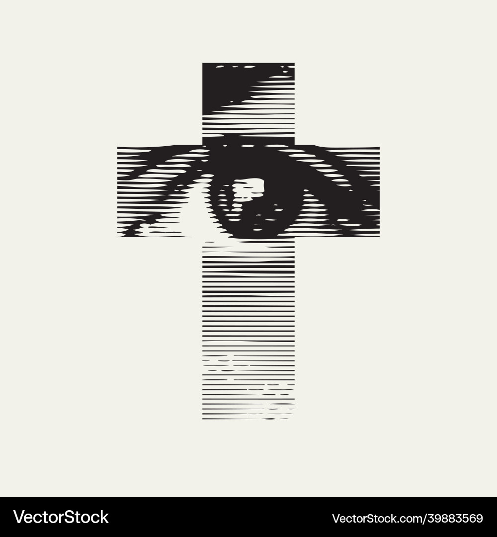 Religious banner with a cross and human eye Vector Image