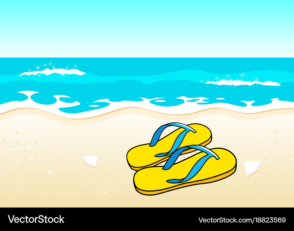 Sandals on beach Royalty Free Vector Image - VectorStock