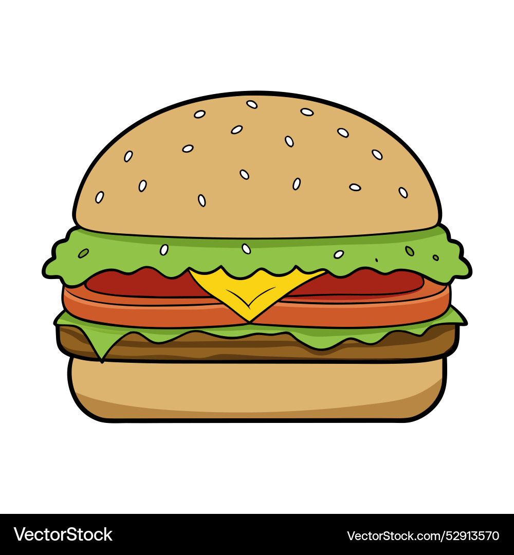 A cheeseburger with beef lettuce tomato onion Vector Image