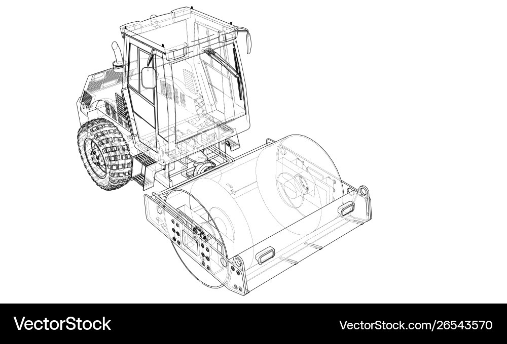 Construction machine asphalt compactor Royalty Free Vector