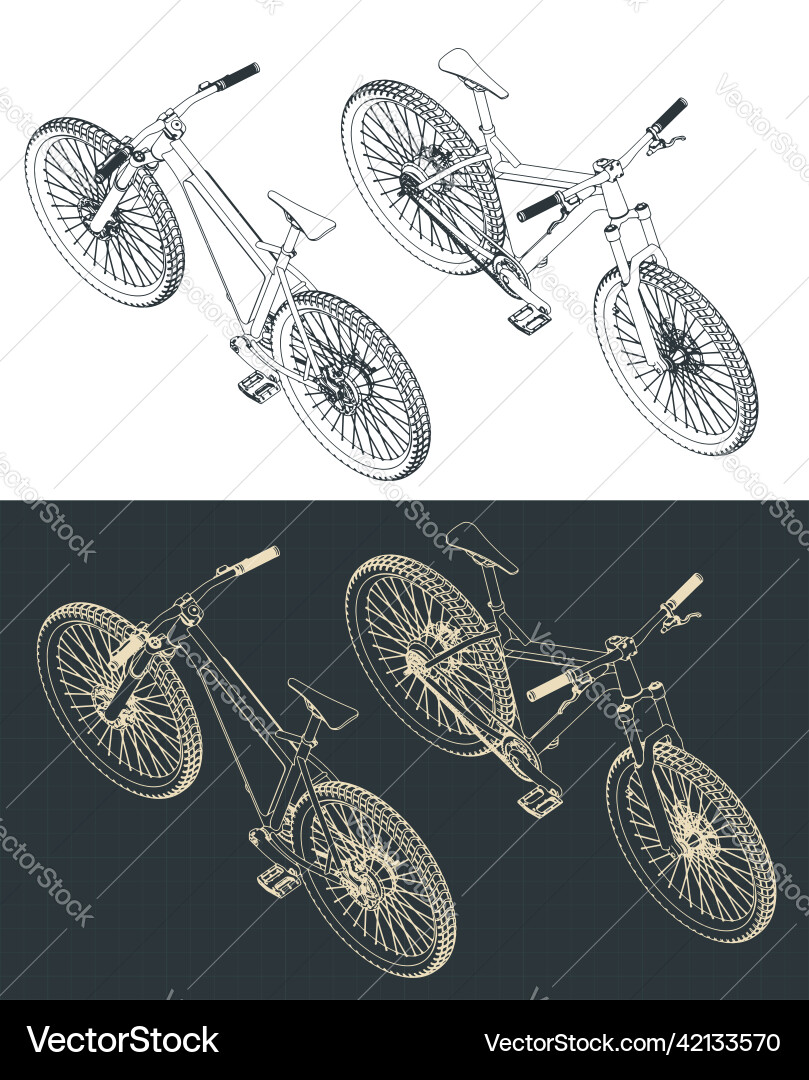 Electric bike isometric blueprints Royalty Free Vector Image