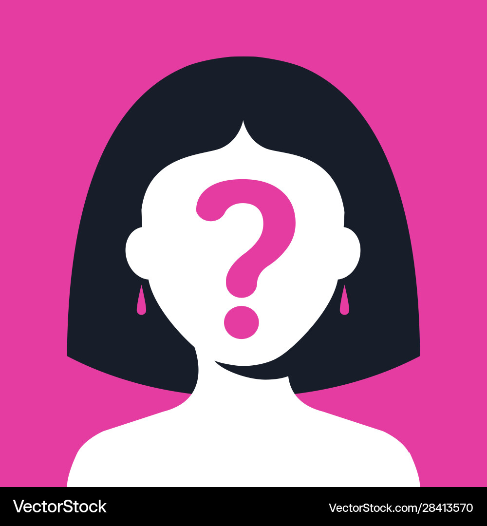 Girl with a question mark on her face pink Vector Image