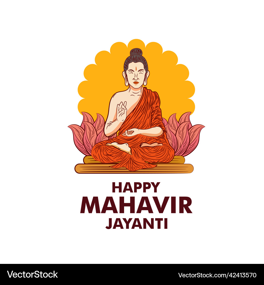 Happy mahavir jayanti greeting card Royalty Free Vector