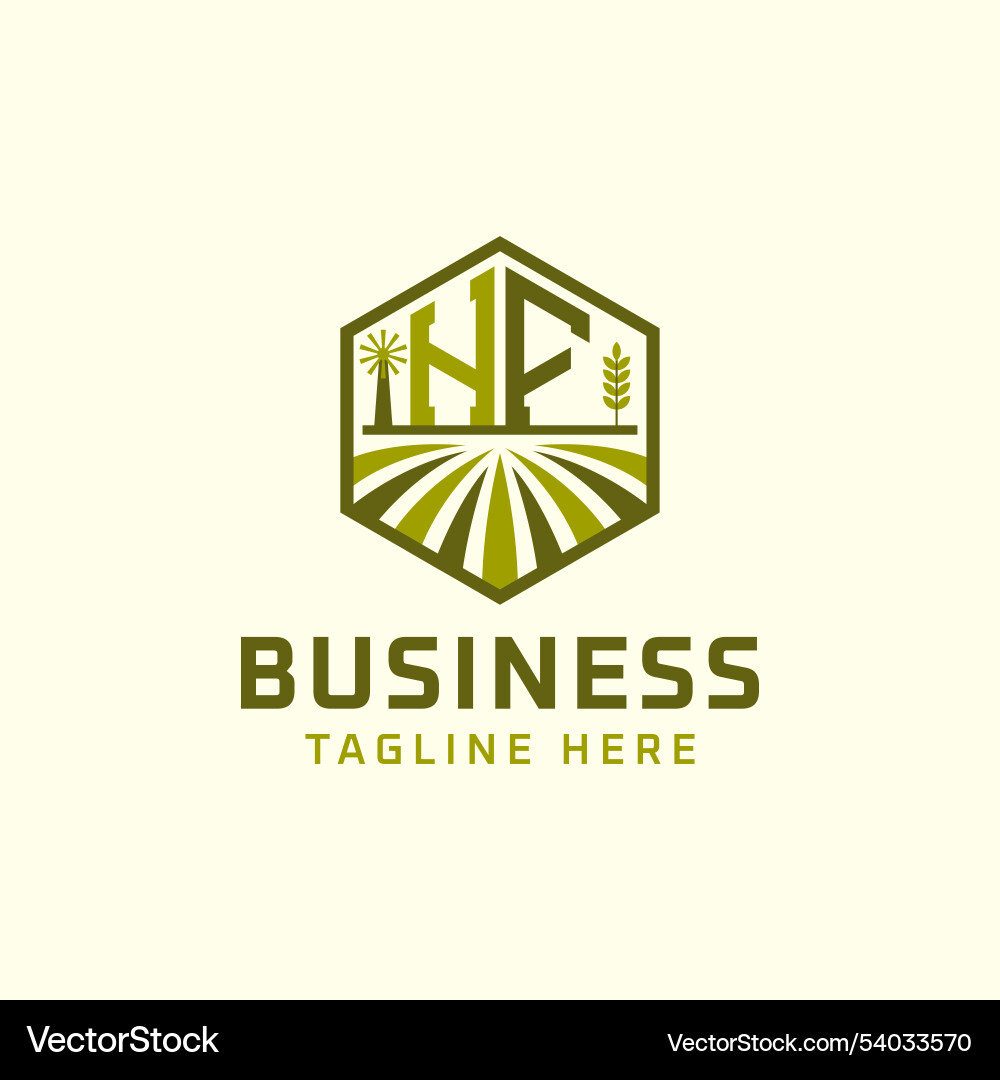 Hf farm logo design modern agro Royalty Free Vector Image