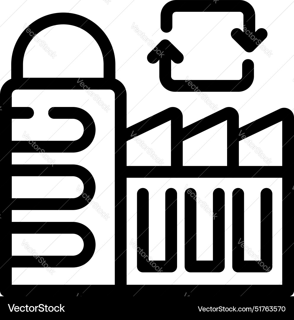Industrial building implementing circular economy Vector Image