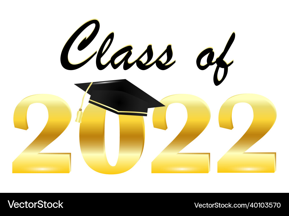 Senior 2022 graduation ceremony logo Royalty Free Vector