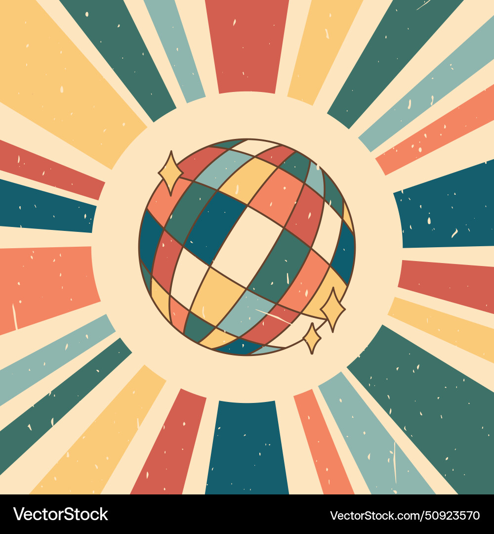 Sparkling disco ball in retro style trendy Vector Image