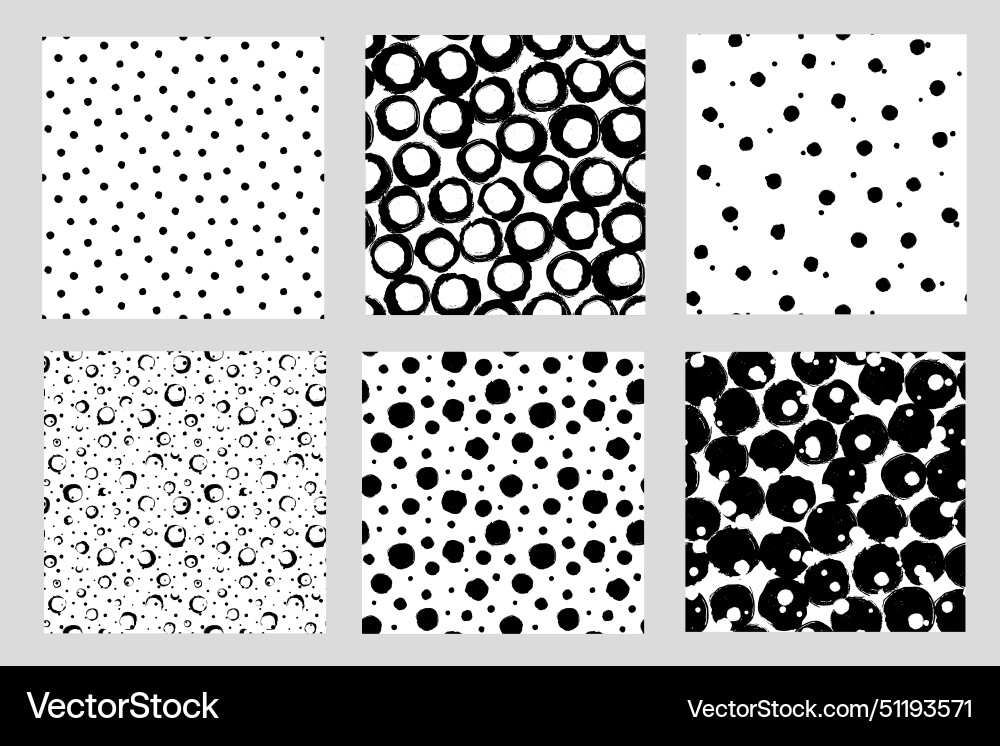 Dot patterns set seamless backgrounds from Vector Image