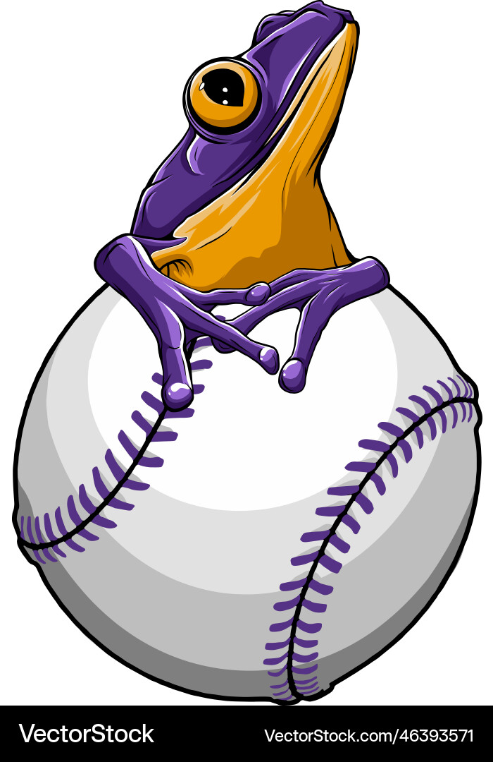 Frog on baseball ball Royalty Free Vector Image