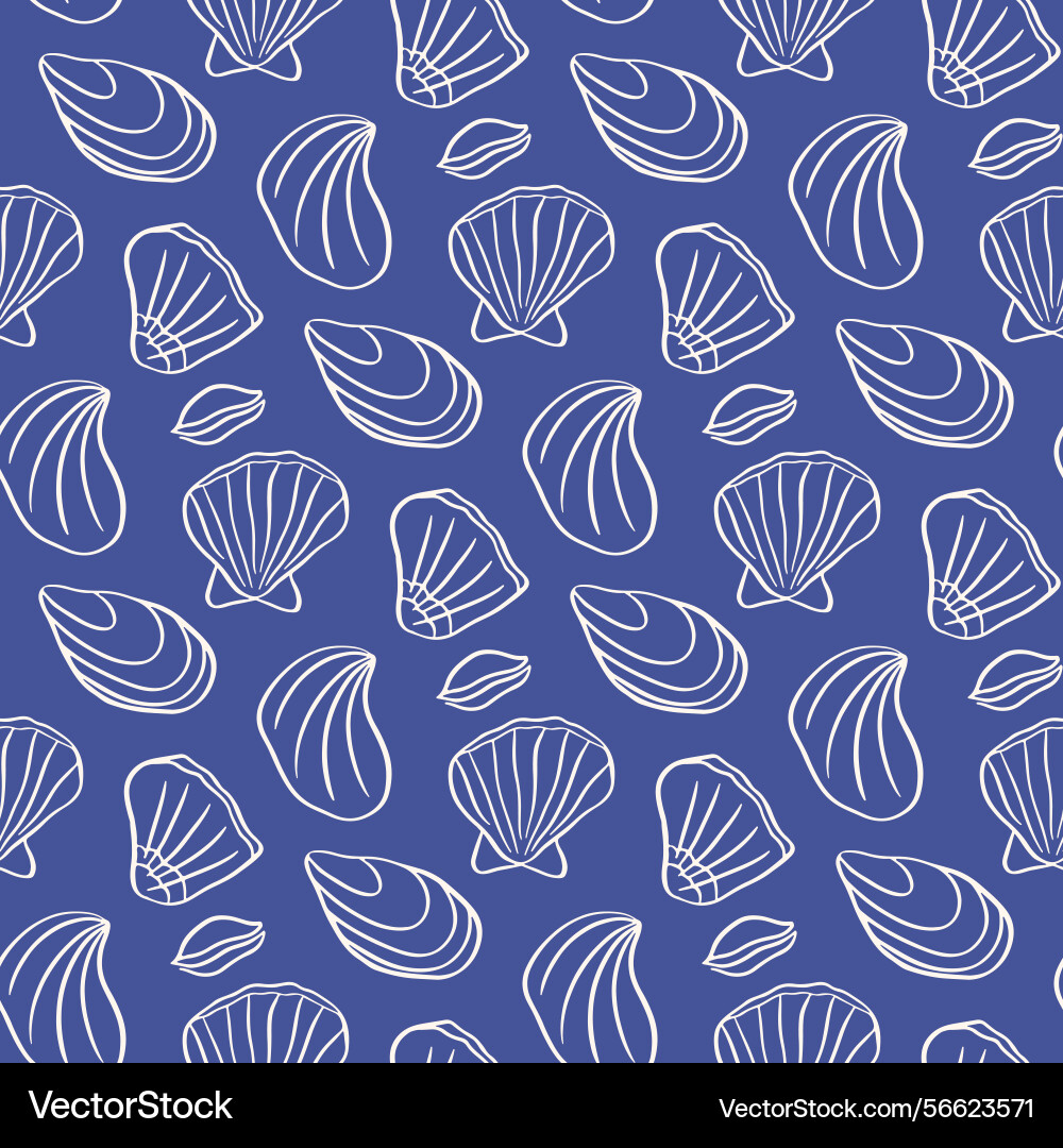 Hand drawn whimsical seashell background Vector Image