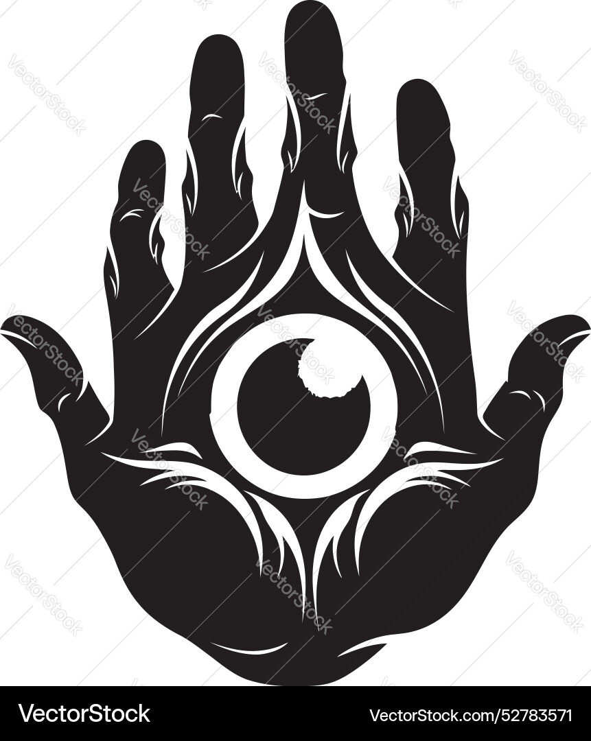 Hellfire glimpse devil hand with eyeball Vector Image