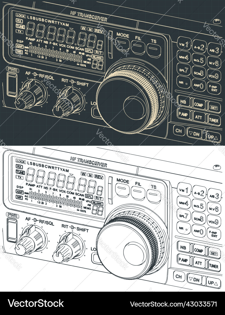 Hf transceiver close up Royalty Free Vector Image