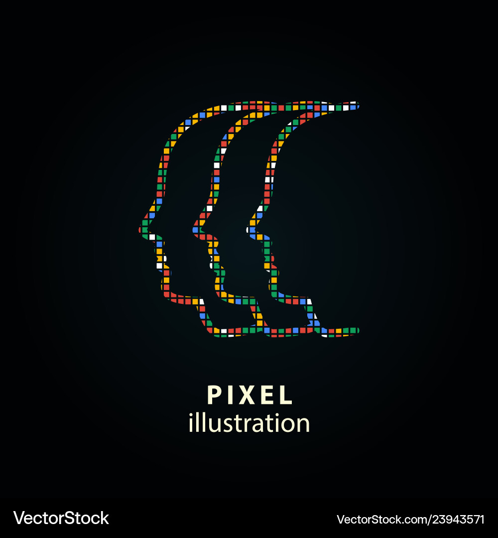 People - pixel icon on black Royalty Free Vector Image