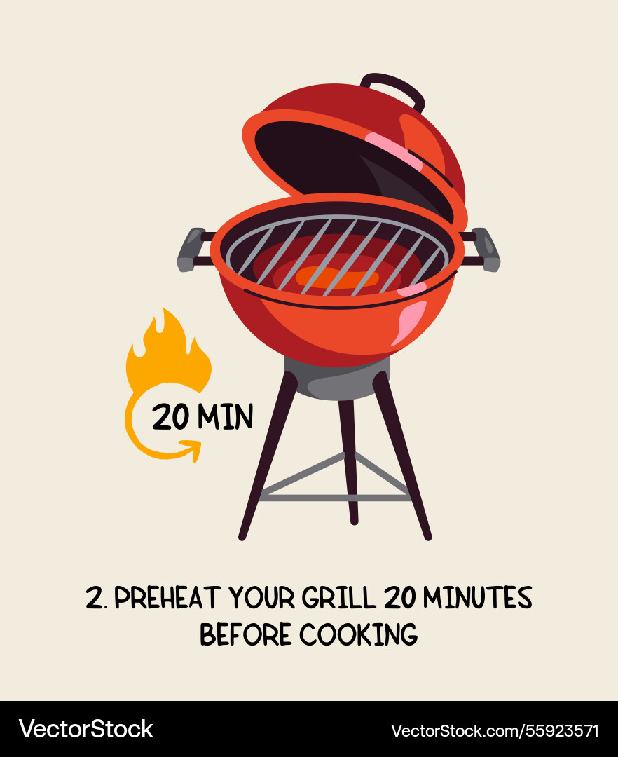 Preheat your grill for 20 minutes Royalty Free Vector Image