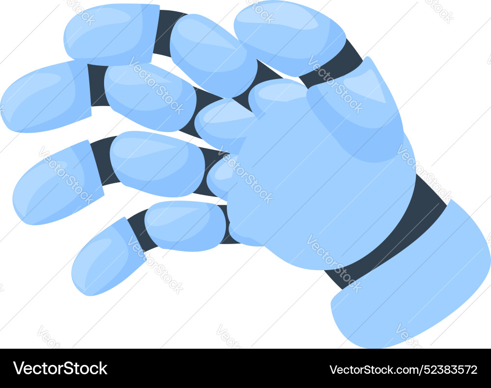 Blue robot hand opening and closing its fingers Vector Image
